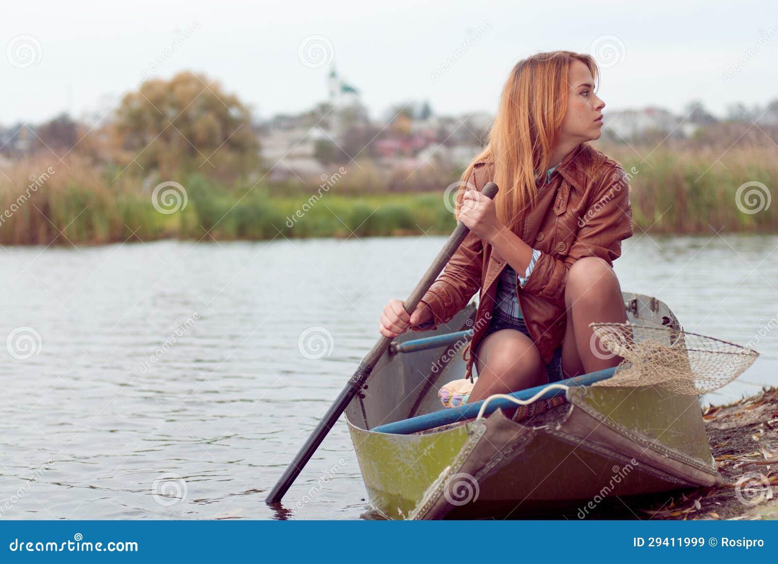 Young woman on a boat stock image. Image of foliage, boating - 29411999