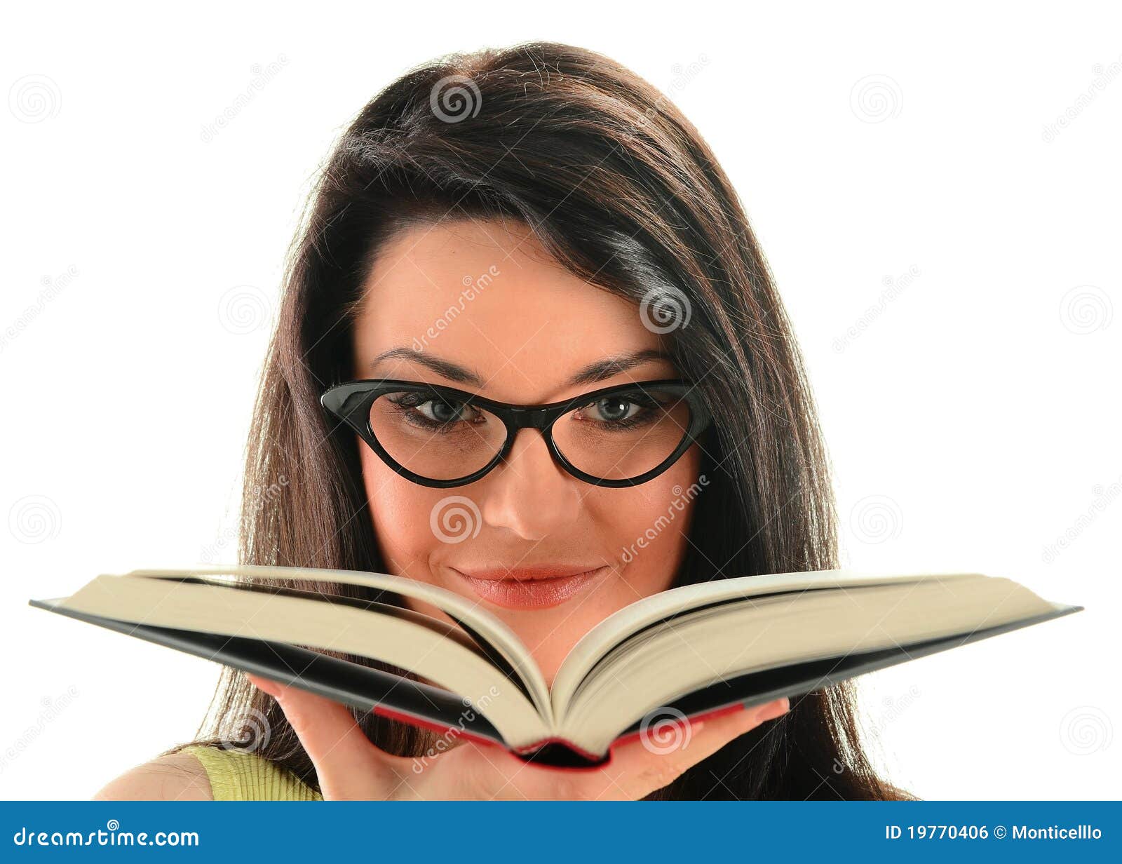 Young Woman with a Book Isolated on White Stock Photo - Image of beauty ...