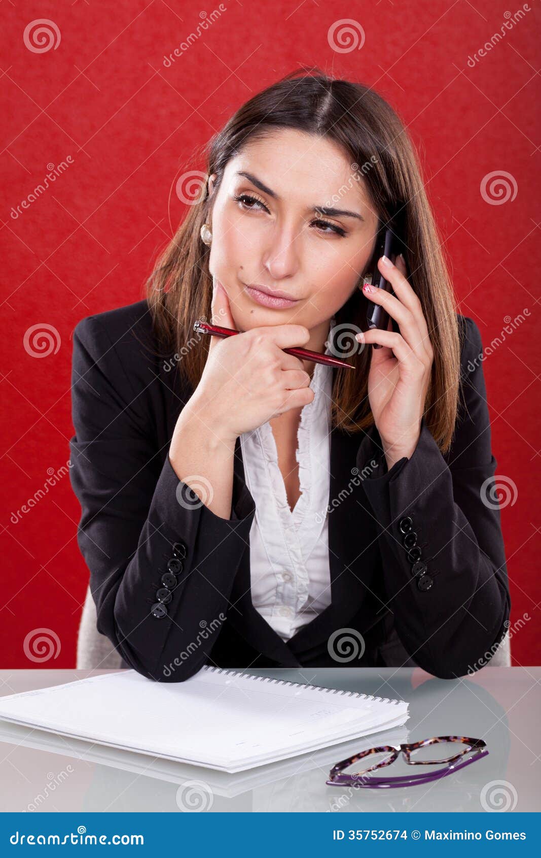 Young woman bored at work stock photo. Image of isolated - 35752674