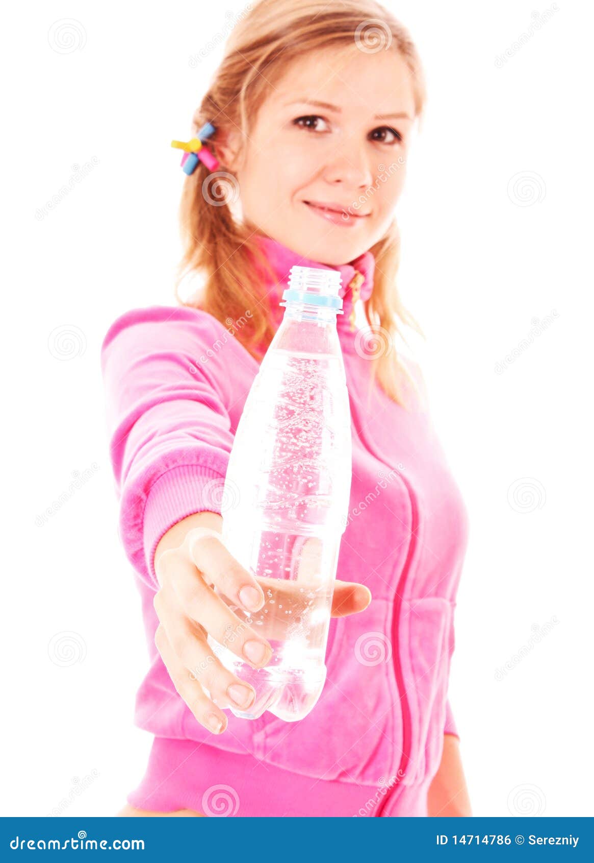 Young Woman with Bottle of Water Isolated Stock Photo - Image of ...