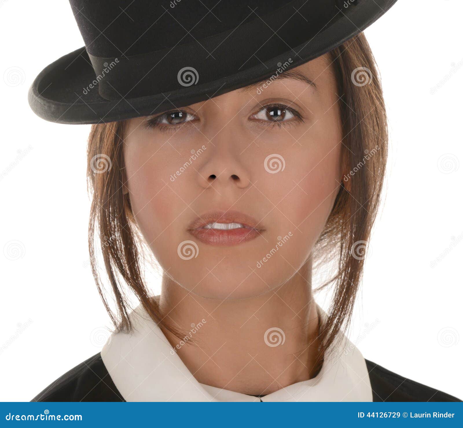 Young Woman with Bowler Hat Stock Image - Image of latin, dark: 44126729