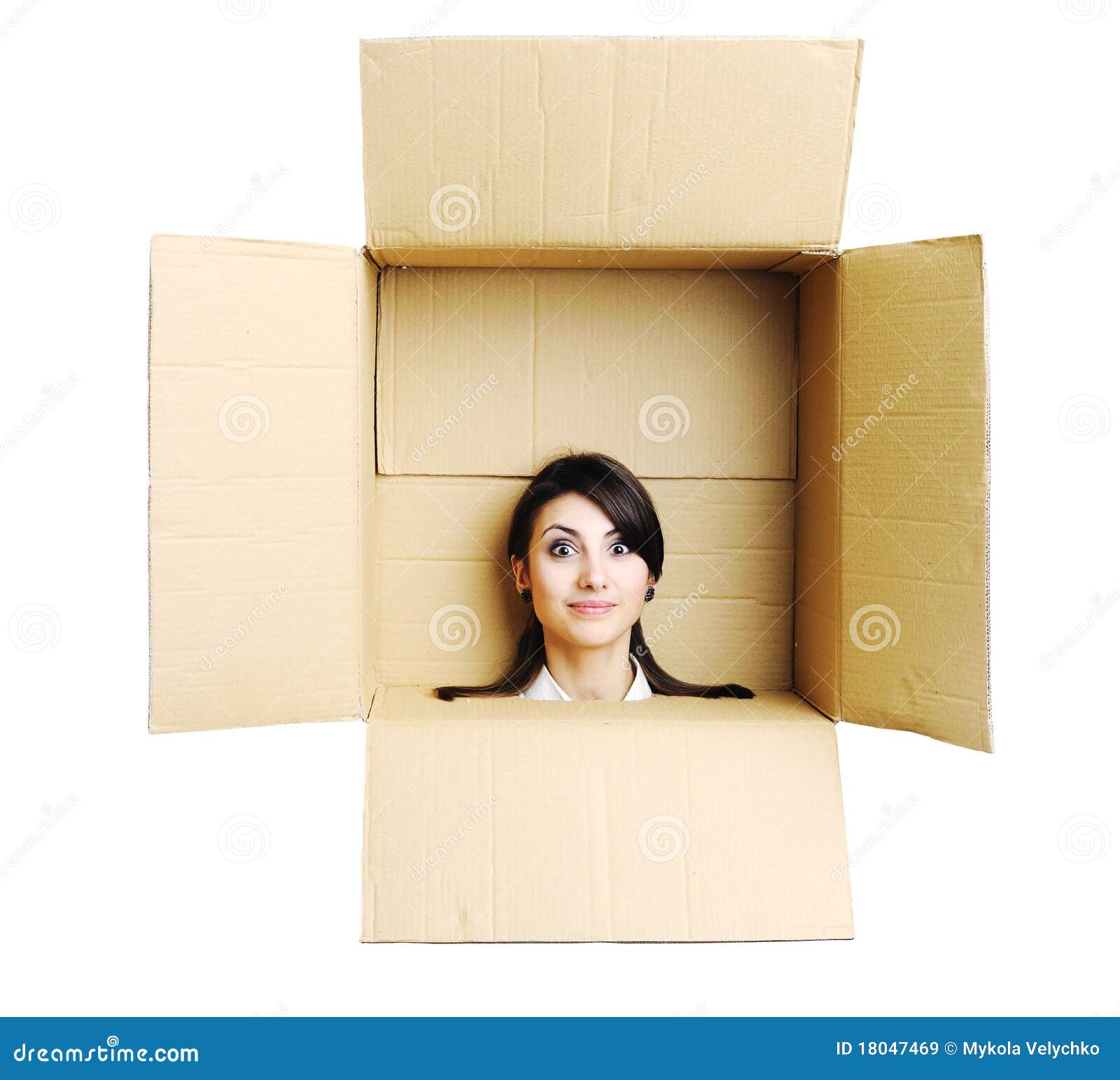 Young woman in a box stock image. Image of house, beauty - 18047469