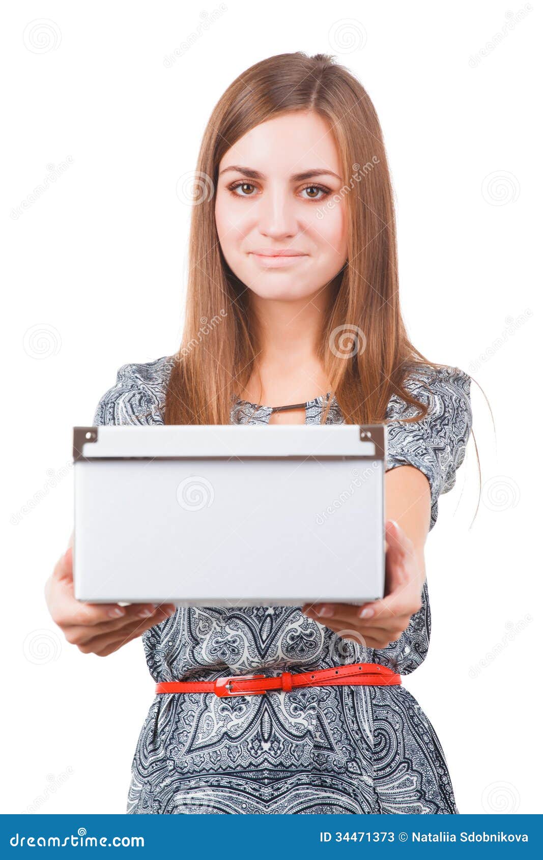 Young woman with box stock image. Image of stylish, profession - 34471373