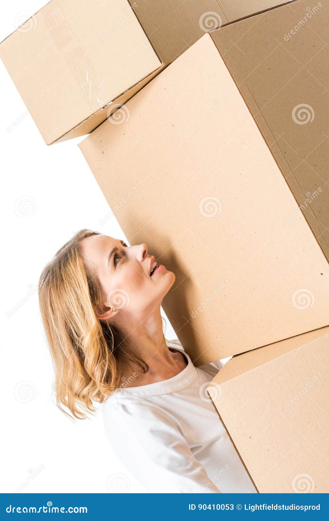 Young woman with boxes stock image. Image of vertical - 90410053