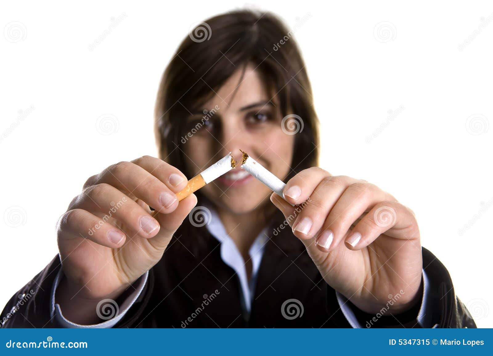 Young Woman Breaking Cigar - Anti-tobaco Concept Stock Image - Image of ...