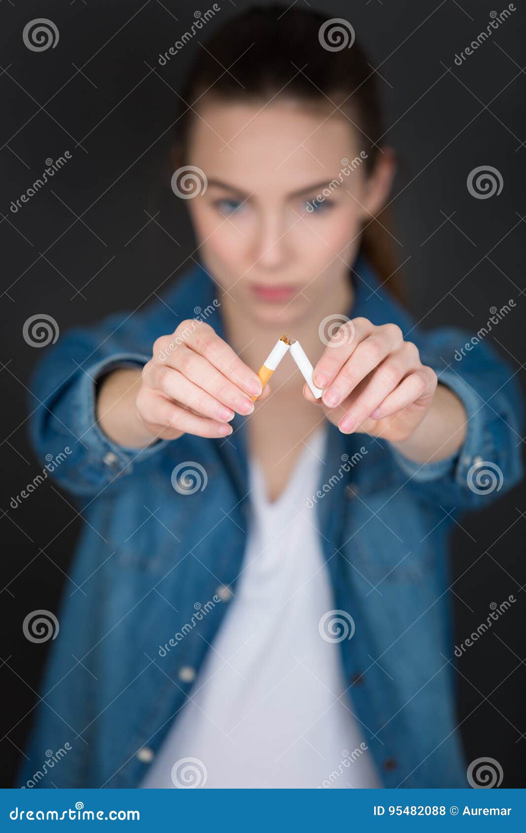 Young Woman Breaking Cigarette Stock Photo - Image of quit, close: 95482088