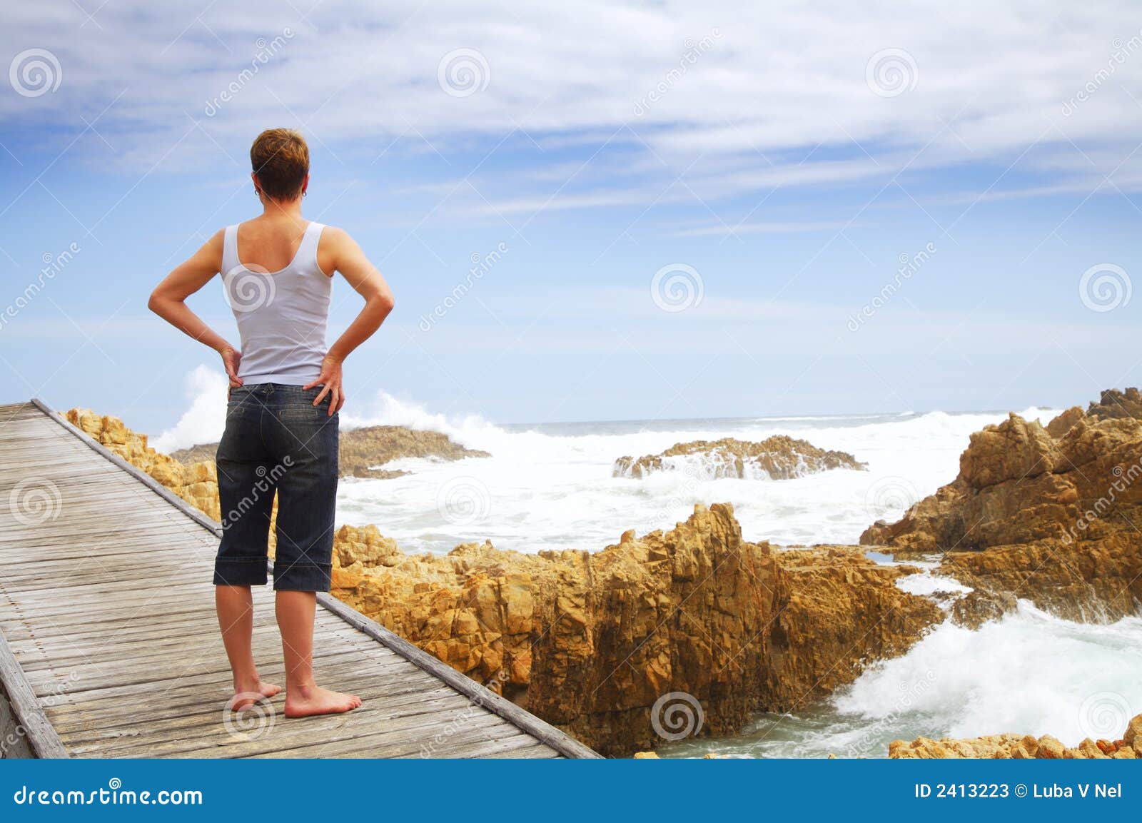 Young woman on bridge stock image. Image of journey, abyss - 2413223