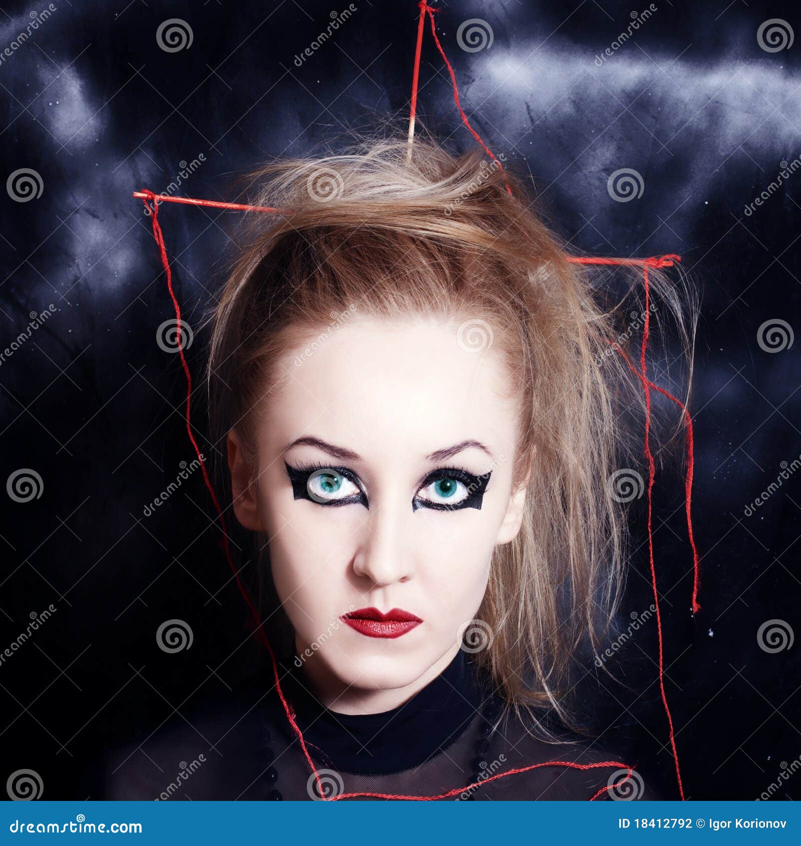 Young Woman with Bright Gothic Makeup Stock Photo - Image of blond ...
