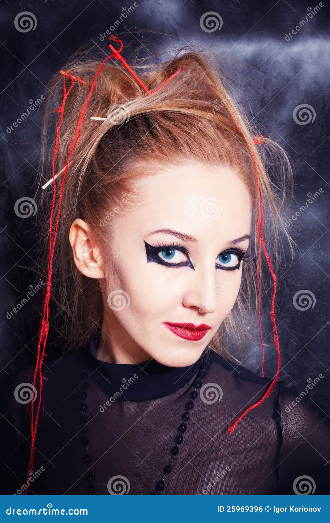 Young Woman with Bright Gothic Makeup Closeup Stock Photo - Image of ...