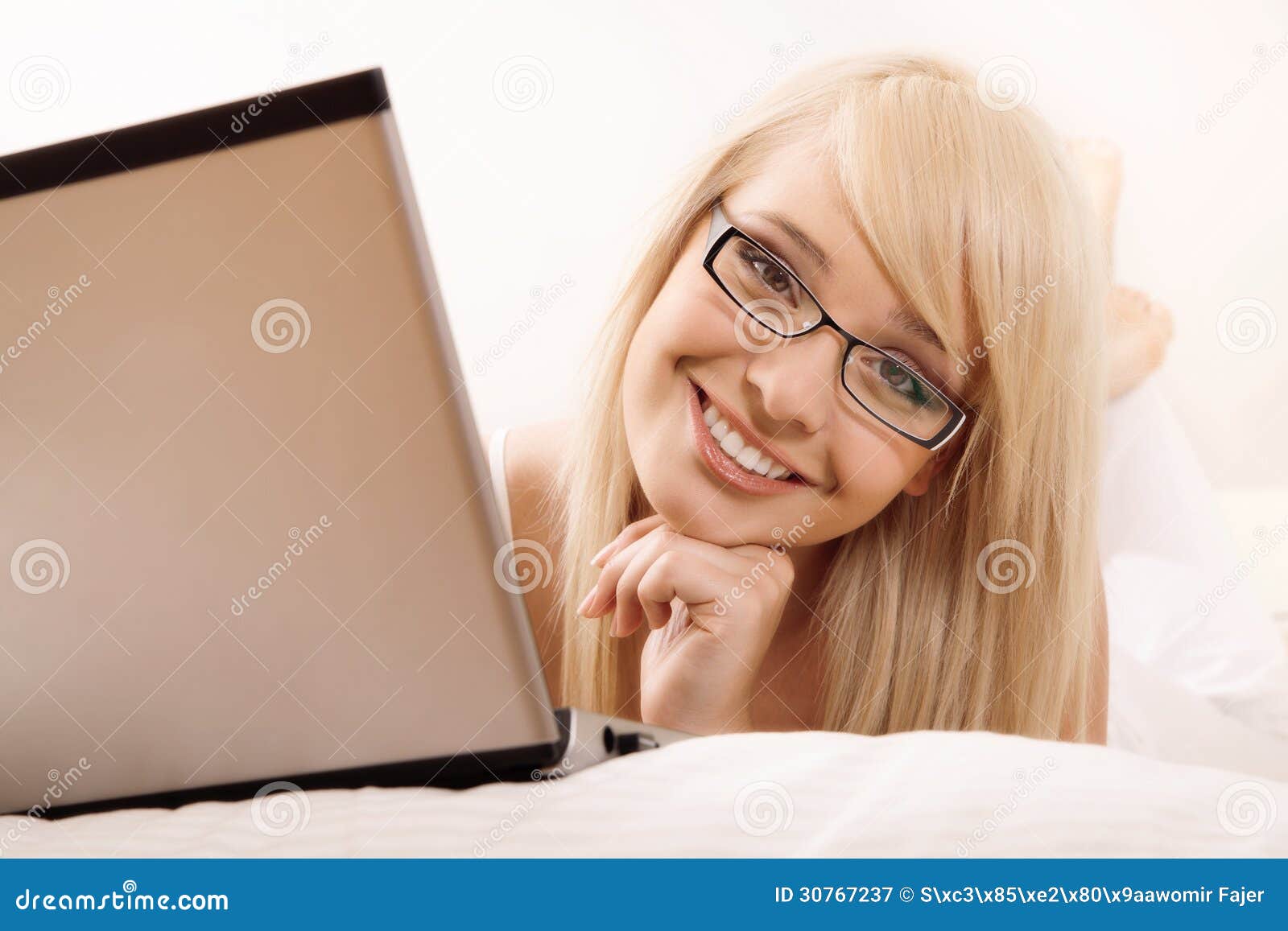 Young Woman Browsing Internet Stock Image - Image of white ...