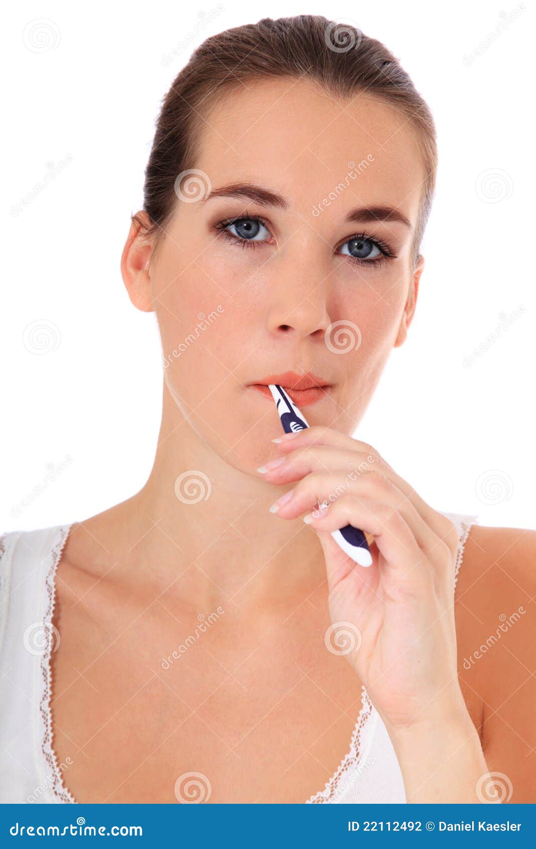 Young Woman Brushing Her Teeth Stock Photo - Image of dental ...