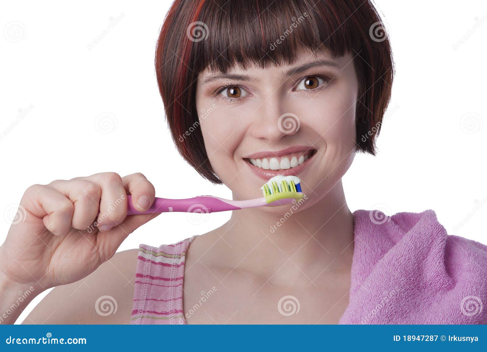 Young woman Brushing Teeth stock image. Image of beautiful - 18947287