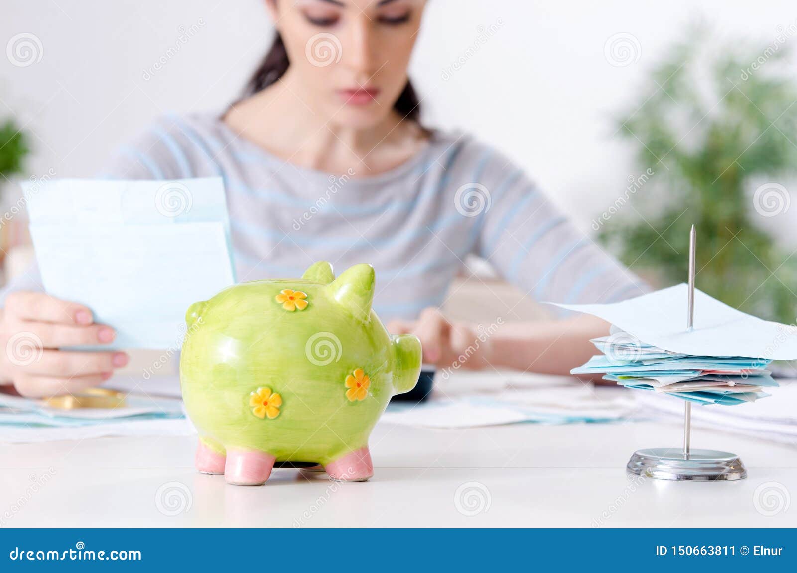 The Young Woman in Budget Planning Concept Stock Image - Image of ...