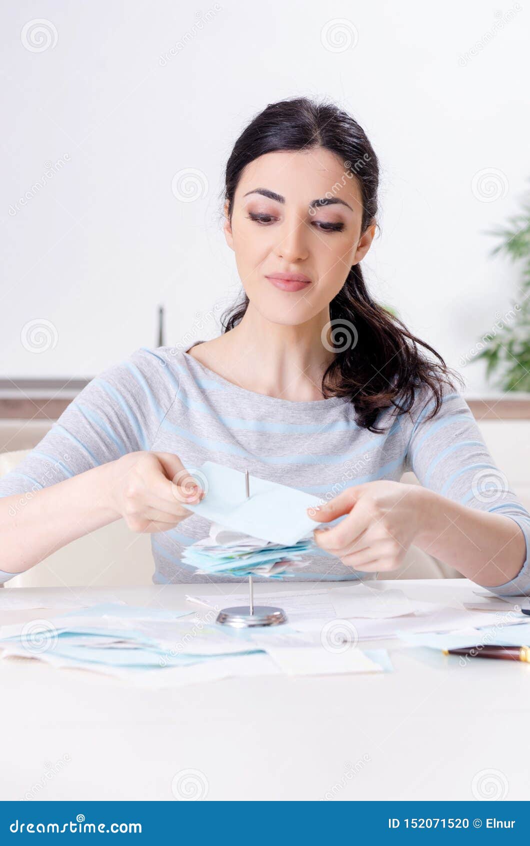 Young Woman in Budget Planning Concept Stock Photo - Image of deficit ...