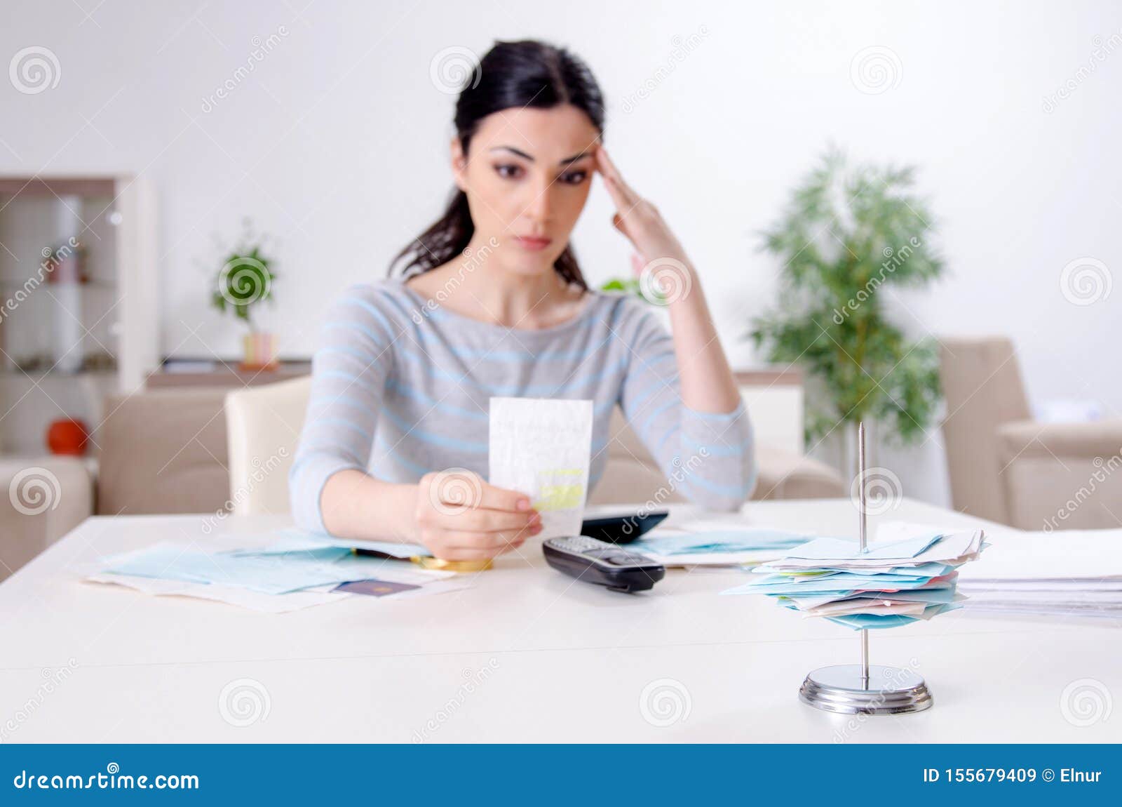 Young Woman in Budget Planning Concept Stock Image - Image of expenses ...