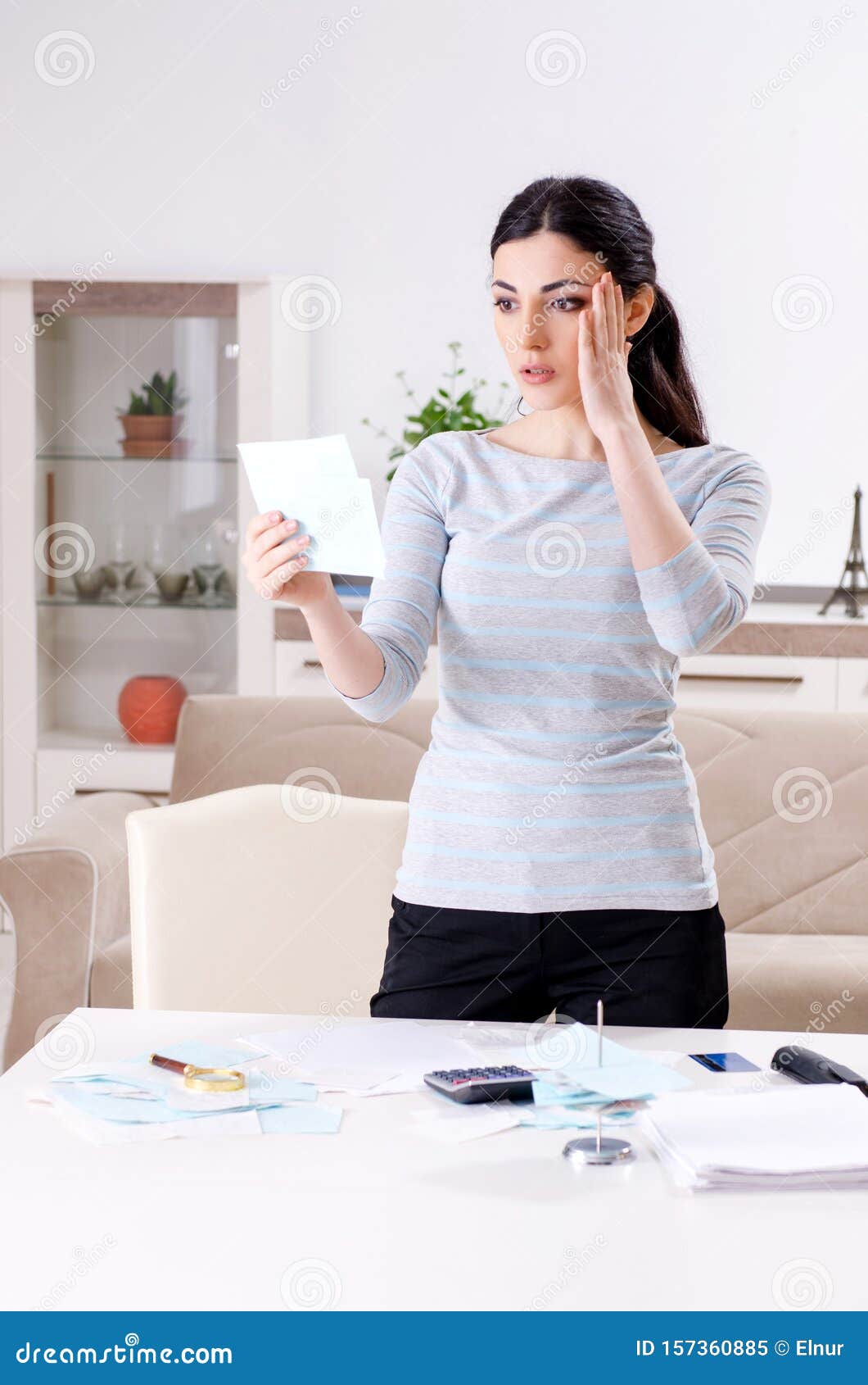 Young Woman in Budget Planning Concept Stock Image - Image of problem ...