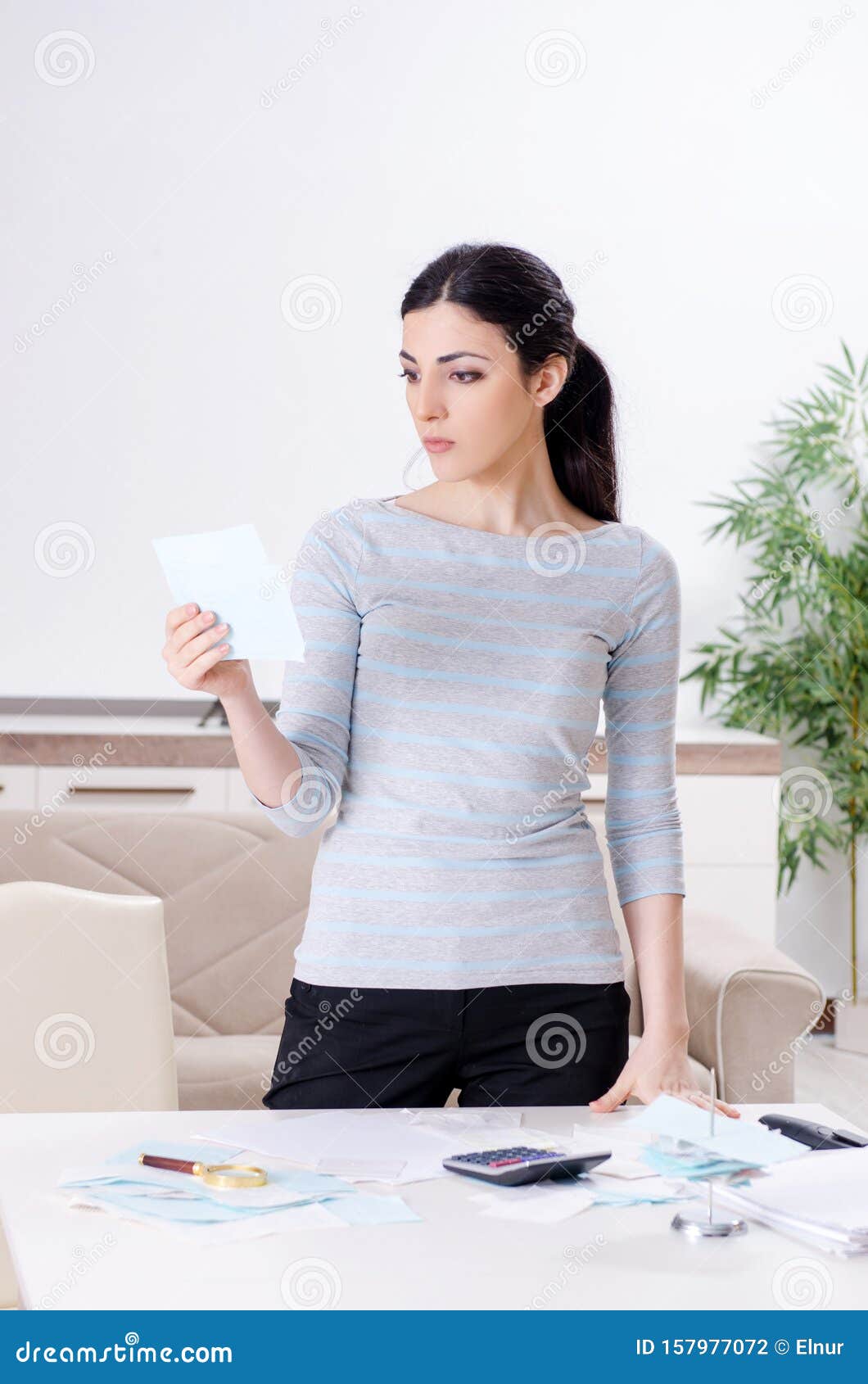Young Woman in Budget Planning Concept Stock Photo - Image of financial ...