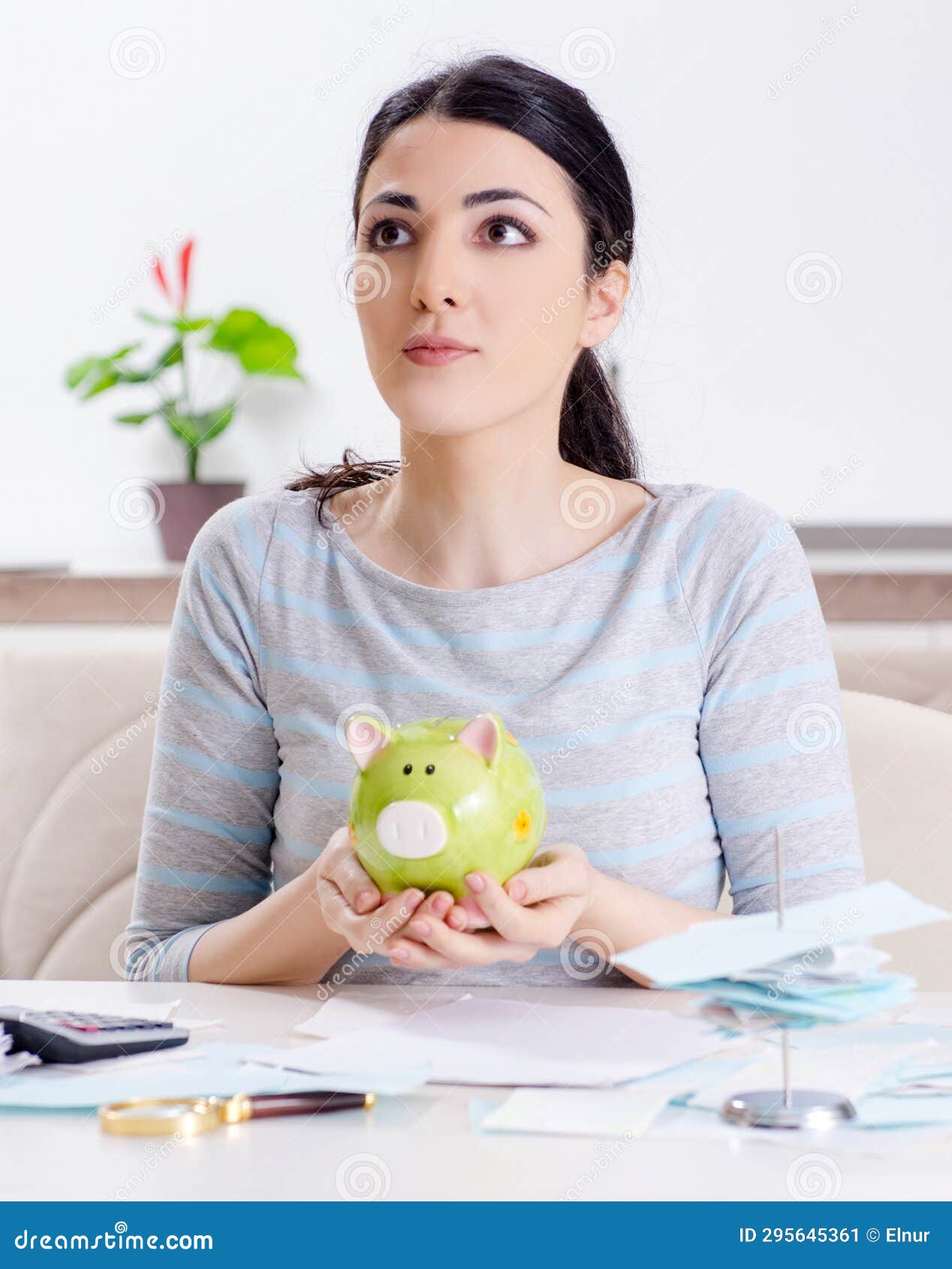 Young Woman in Budget Planning Concept Stock Image - Image of banking ...
