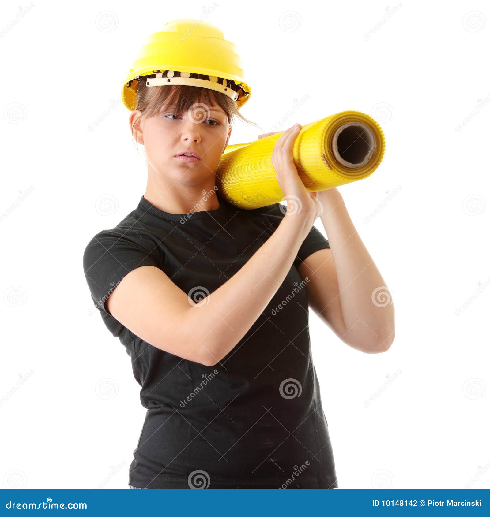 Young woman builder stock photo. Image of equipment, machine - 10148142