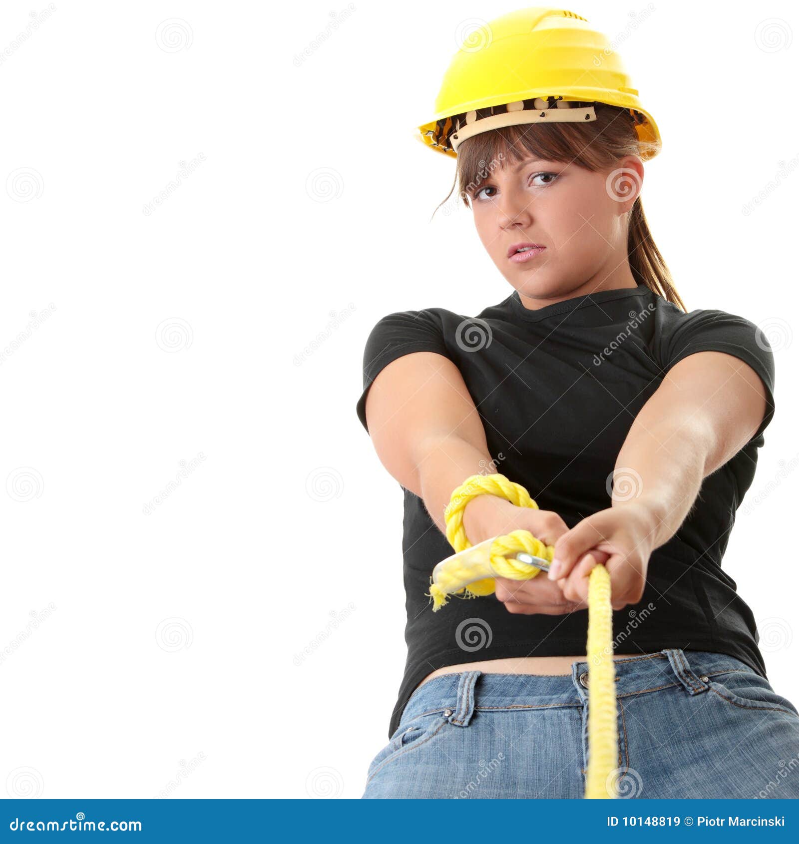 Young woman builder stock image. Image of holding, cordless - 10148819