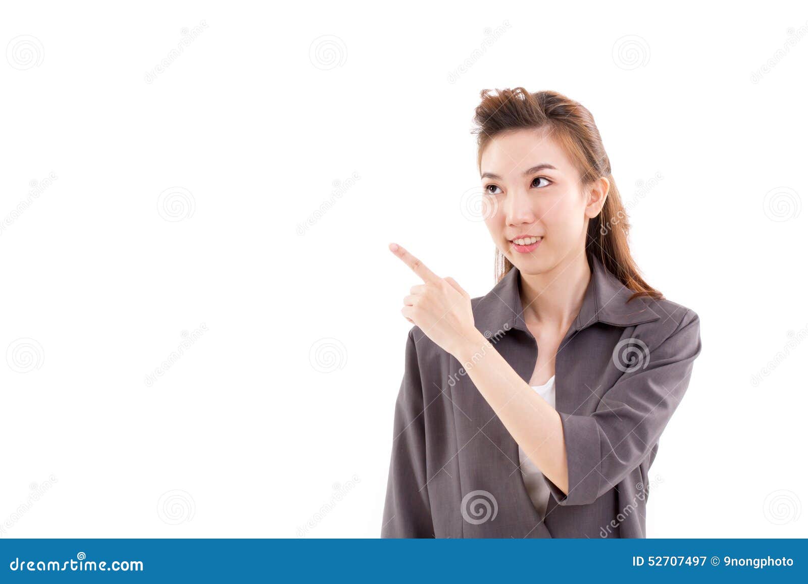 Young Woman Business Executive Pointing Up Something Stock Image ...
