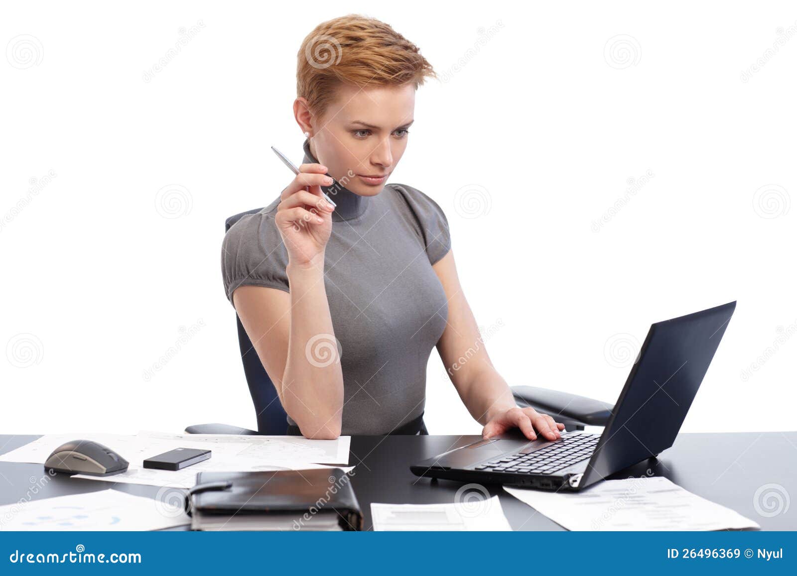 Young Woman Busy by Working Stock Image - Image of concentration, focus ...