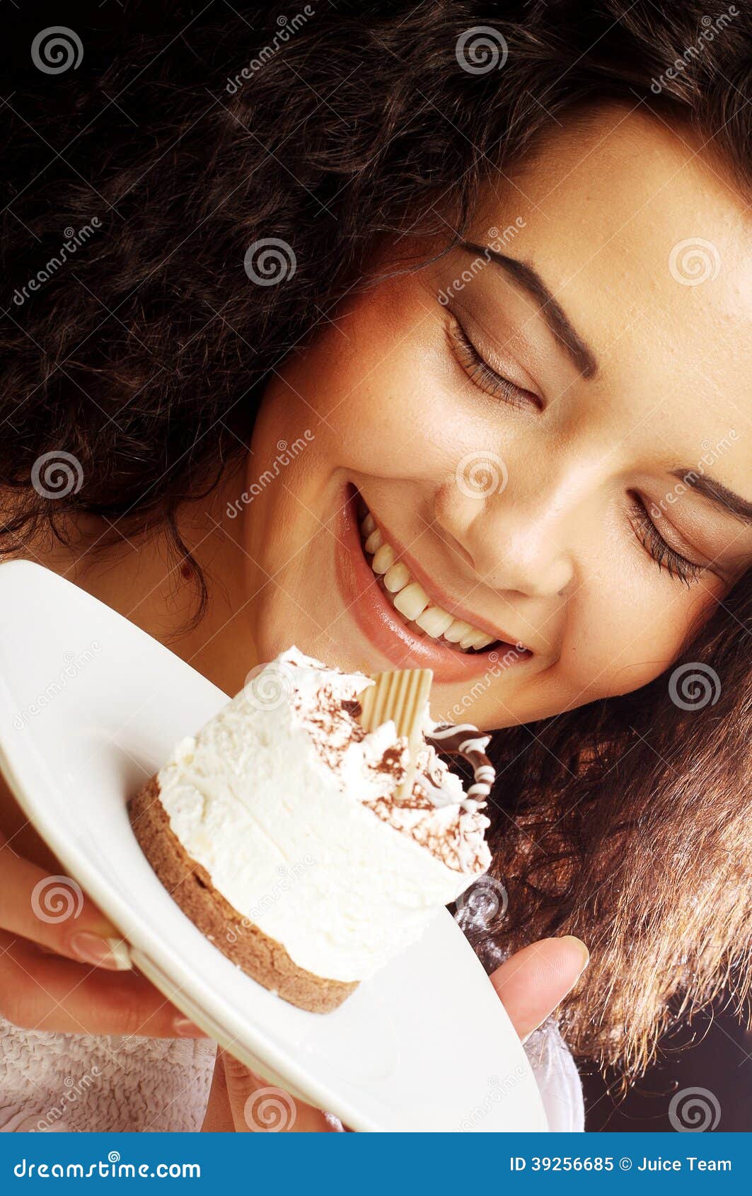 Young woman with a cake stock image. Image of caucasian - 39256685