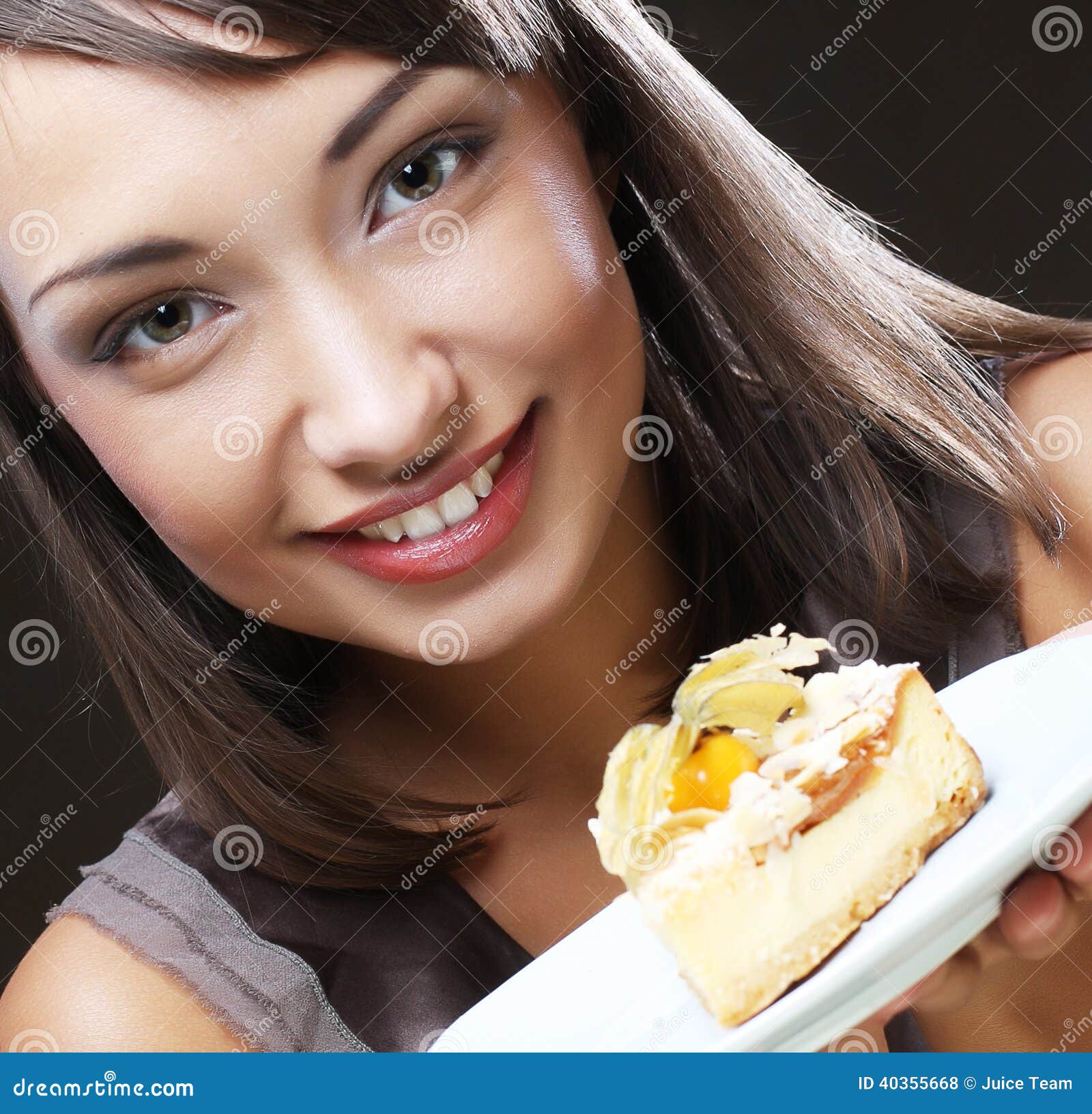 Young woman with a cake stock photo. Image of adult, lady - 40355668