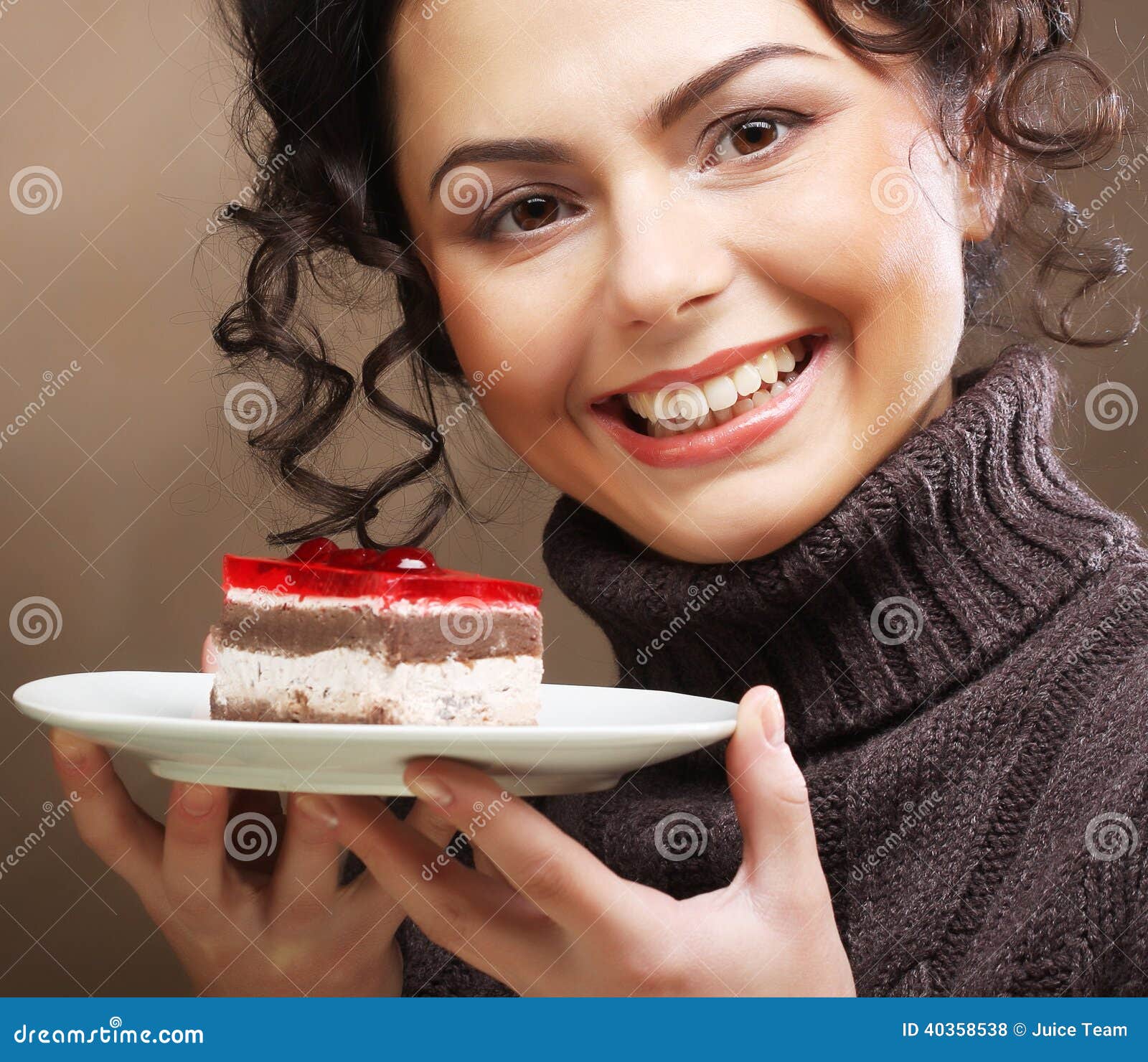 Young woman with a cake stock photo. Image of happy, delicious - 40358538