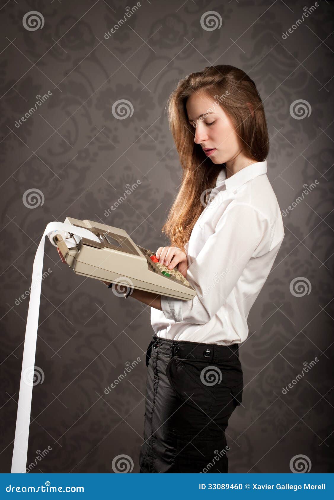 Young woman calculating stock photo. Image of business - 33089460