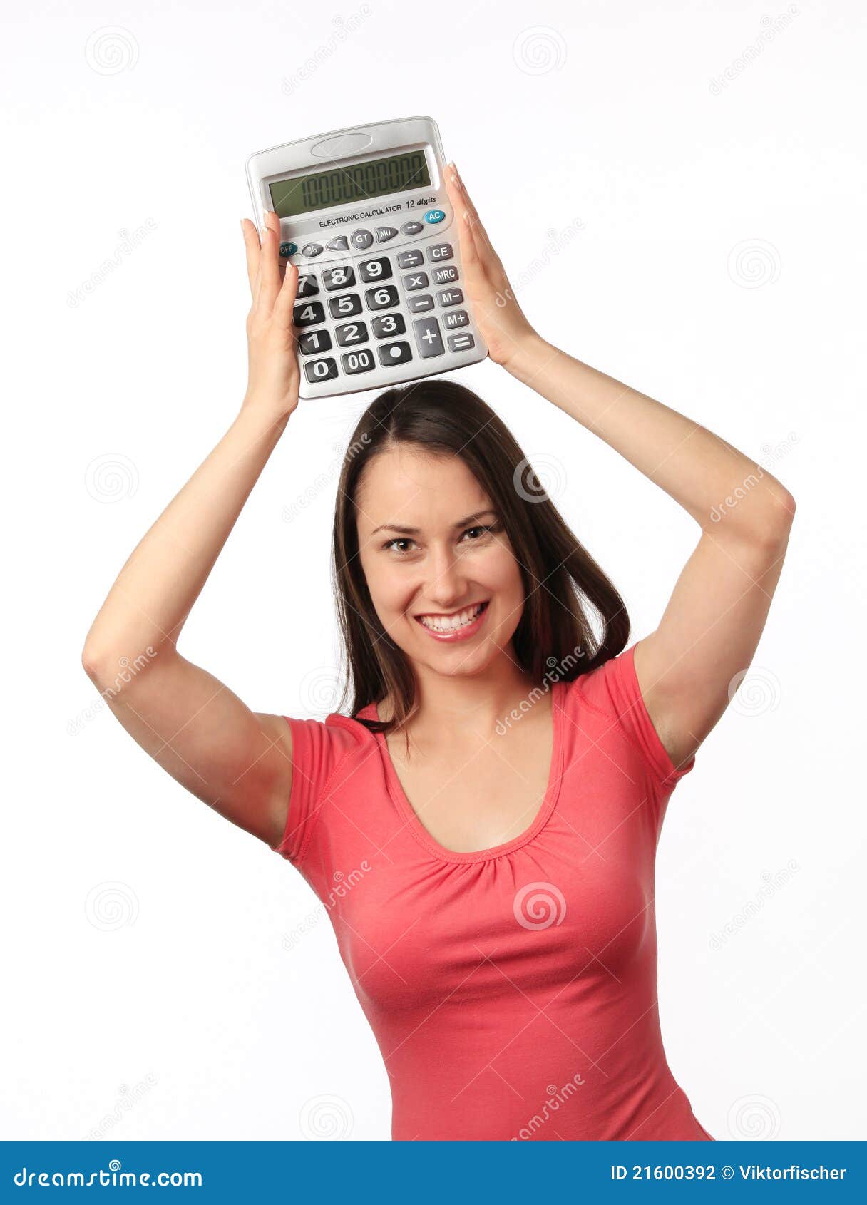 Young Woman with a Calculator Stock Photo - Image of people, digital ...