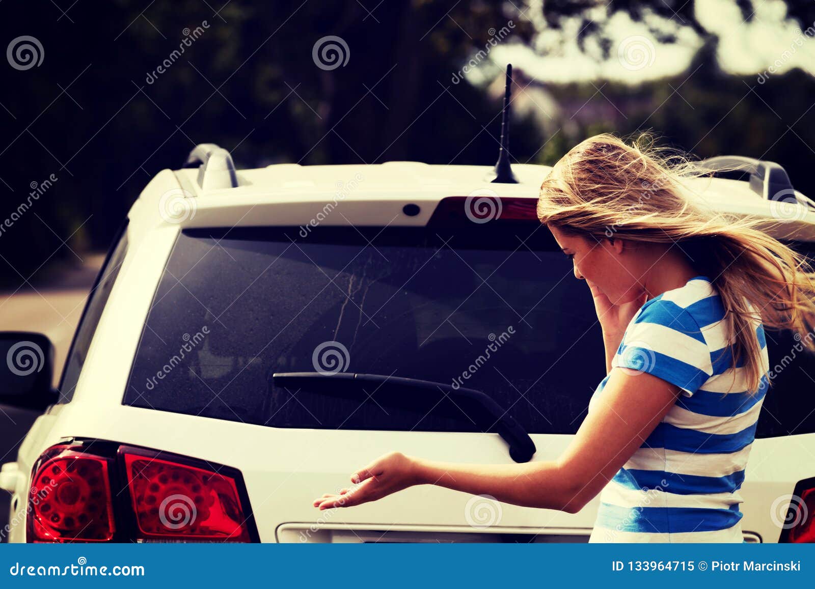 Young Woman Calling for Help Stock Image - Image of people, field ...