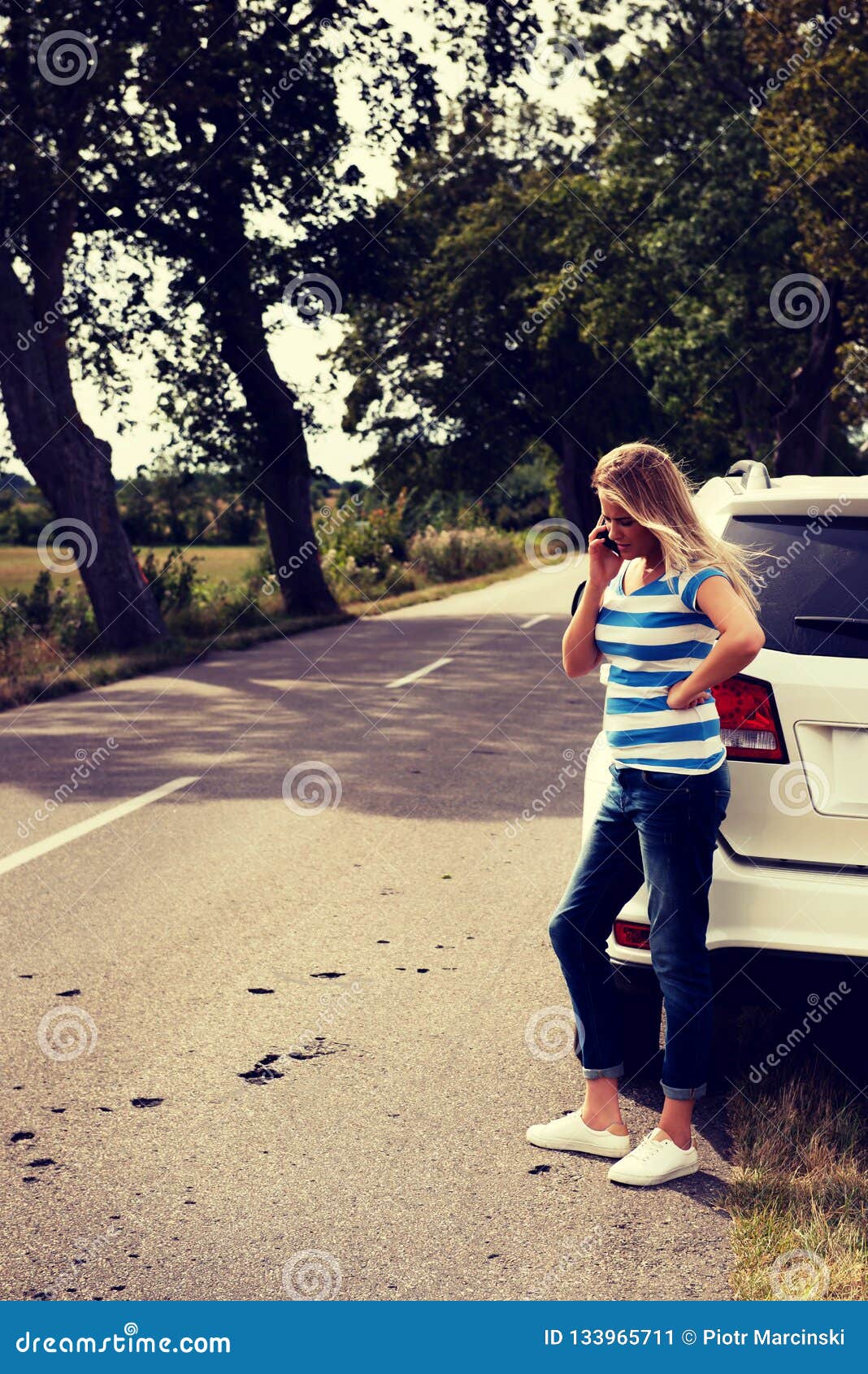 Young Woman Calling for Help Stock Image - Image of life, accident ...