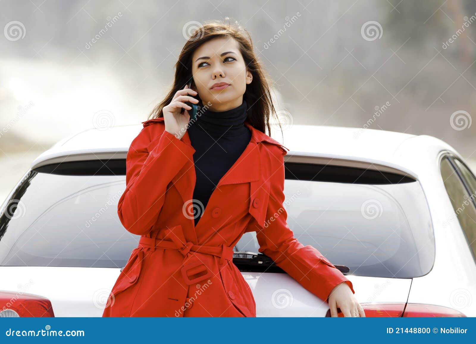 Young Woman Calling for Help Stock Photo - Image of automobile ...