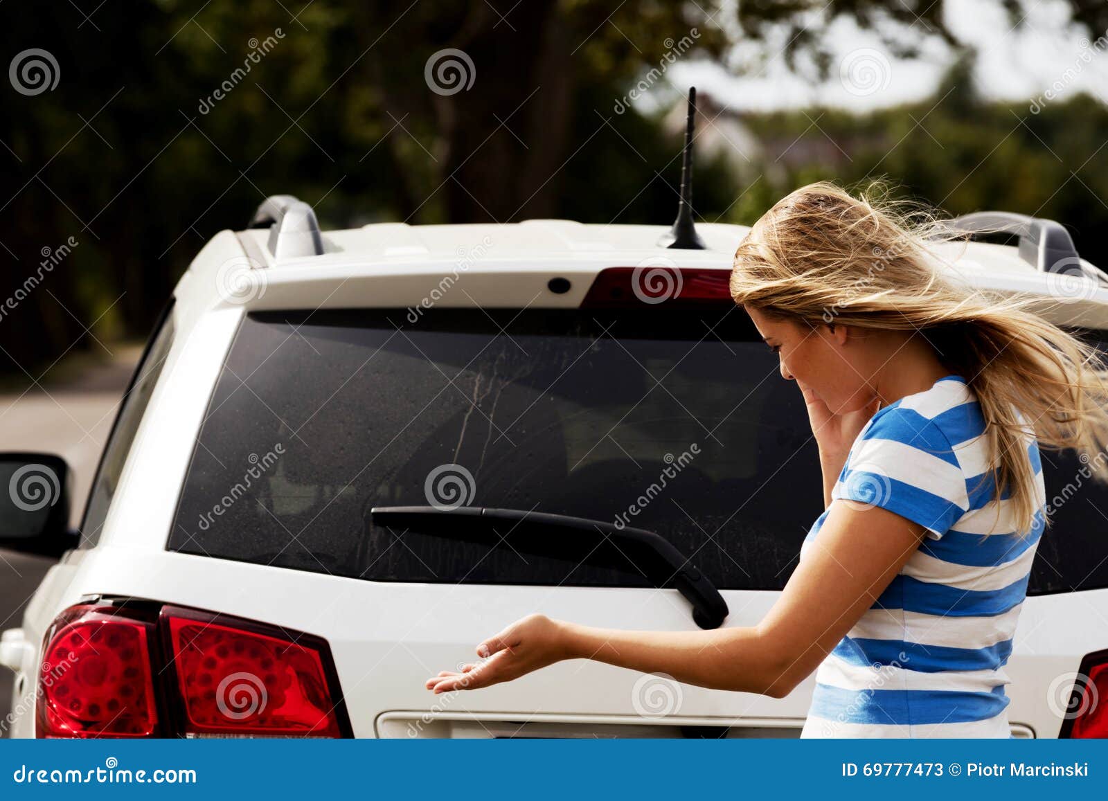Young Woman Calling for Help Stock Image - Image of people, outside ...