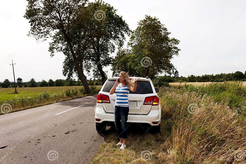 Young Woman Calling for Help Stock Image - Image of adult, female: 69780019