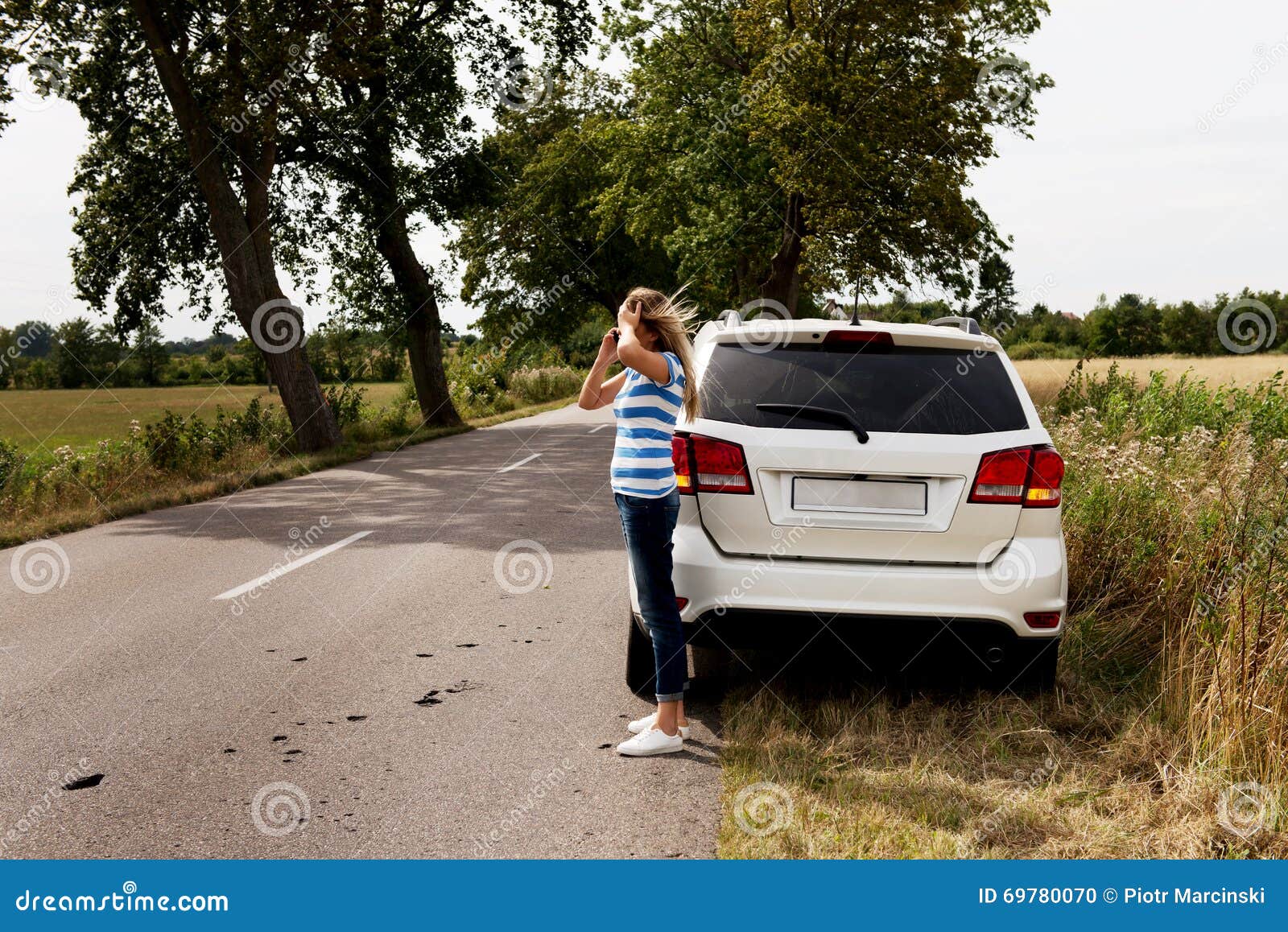 Young Woman Calling for Help Stock Photo - Image of adult, outside ...