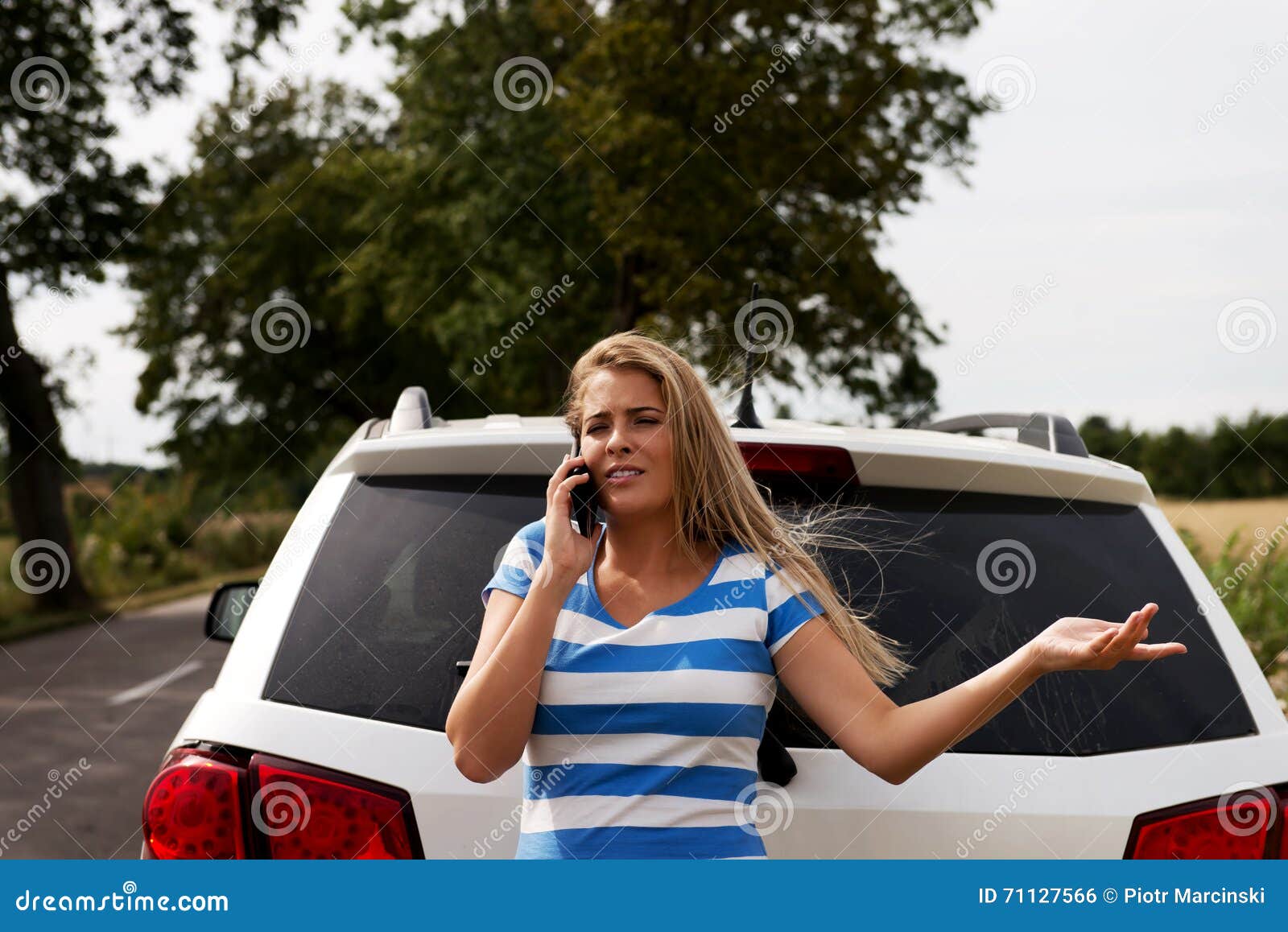 Young Woman Calling for Help Stock Photo - Image of life, broken: 71127566