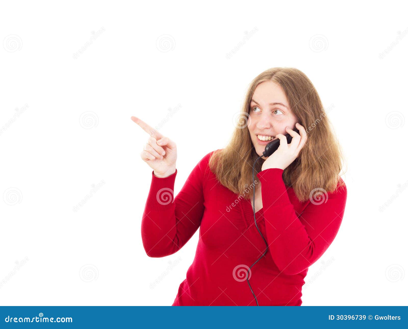 Young Woman Calling Somebody Stock Image - Image of clerk, center: 30396739