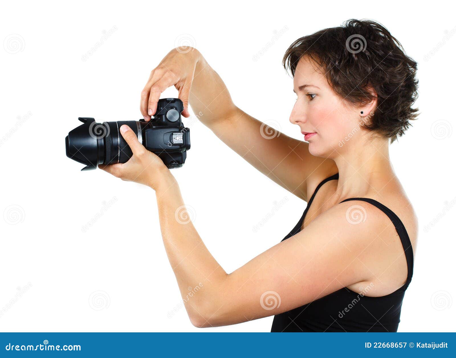Young woman with camera stock image. Image of face, lifestyle - 22668657