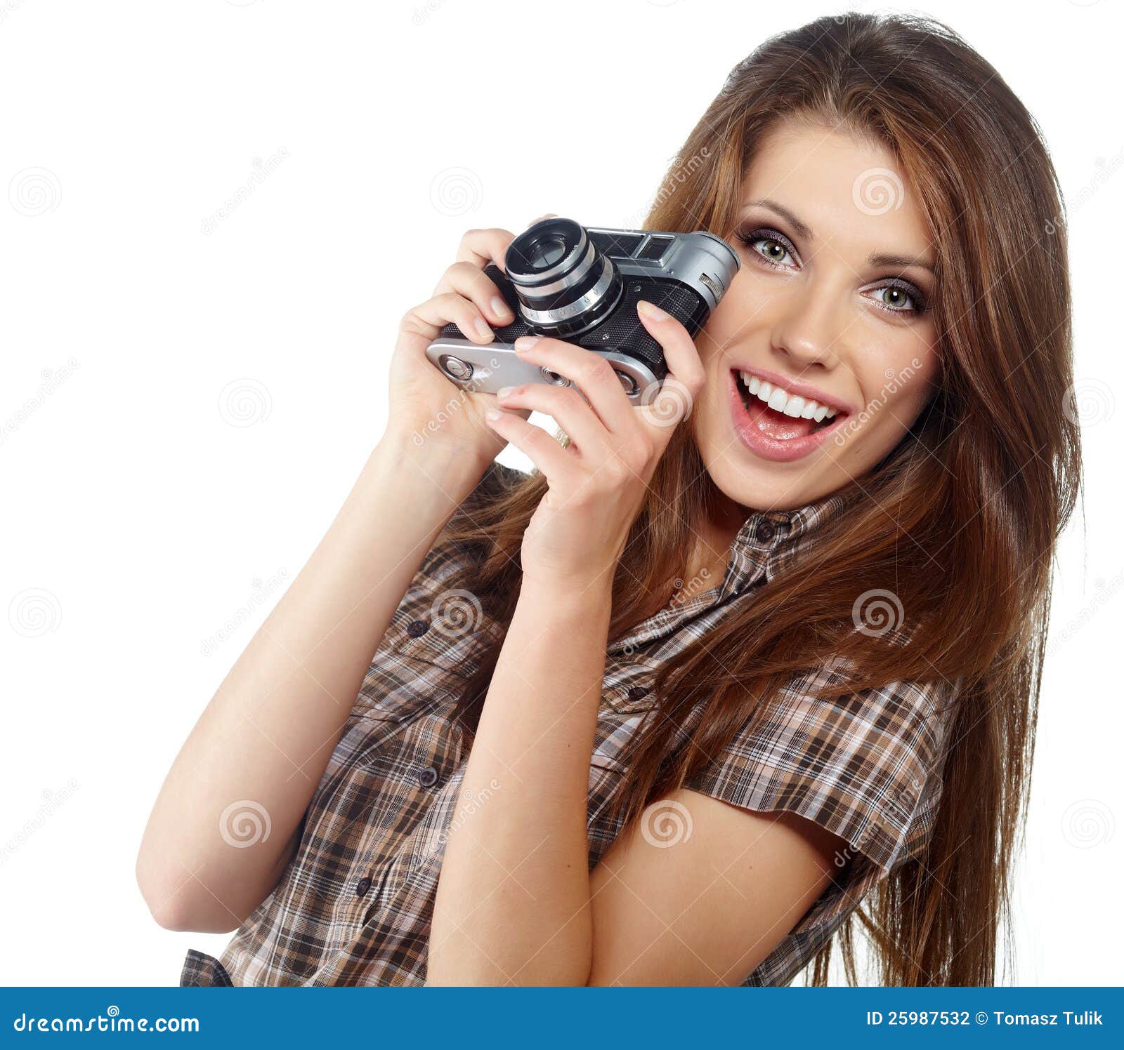 Young woman with camera. stock photo. Image of camera - 25987532