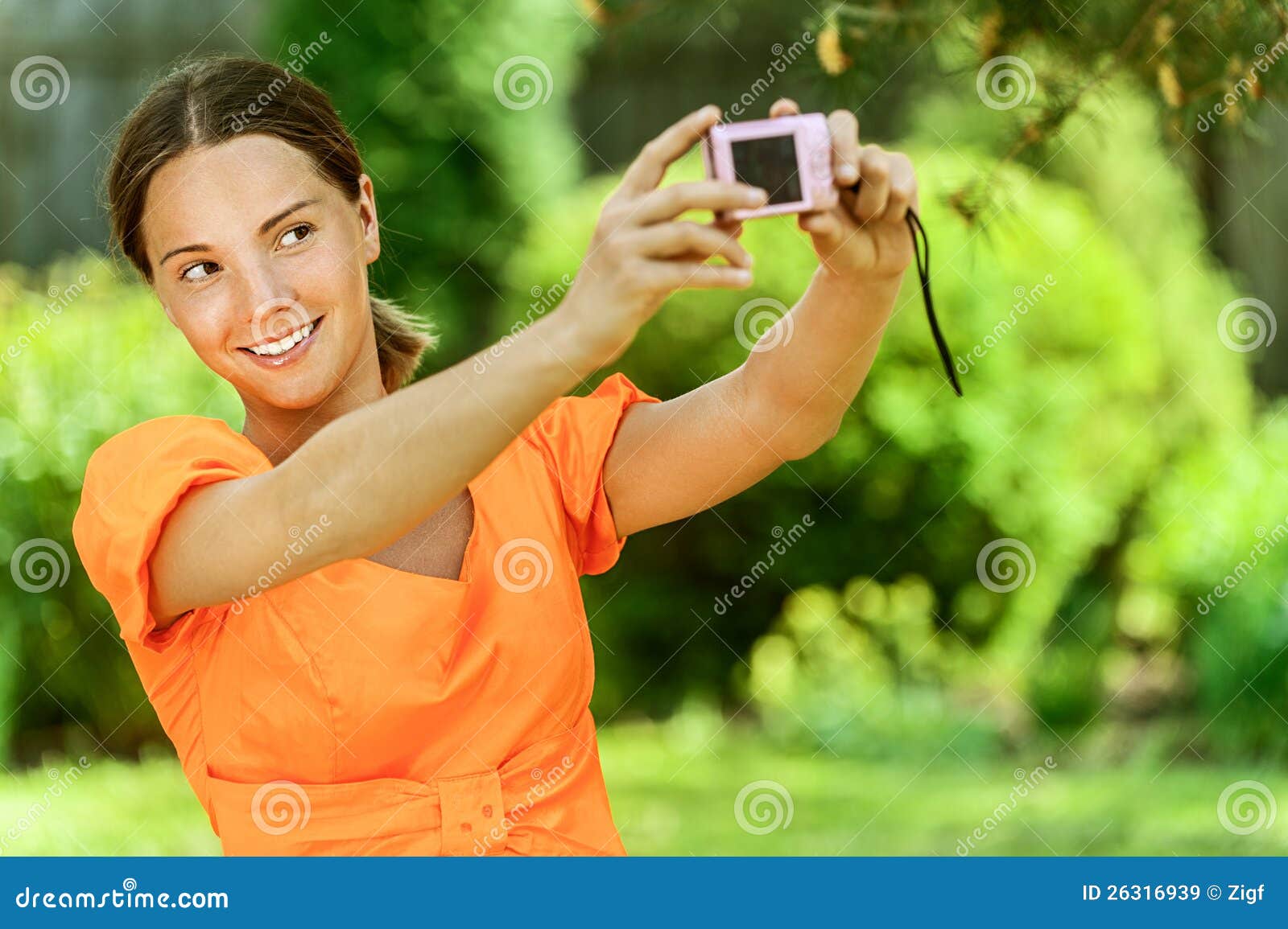 Young woman with camera stock image. Image of journalist - 26316939