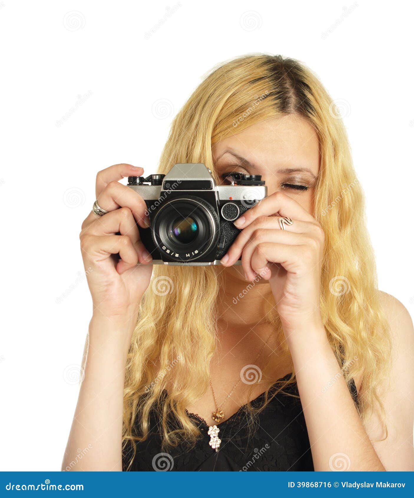 The Young Woman with Camera Stock Photo - Image of photographer, eyes ...