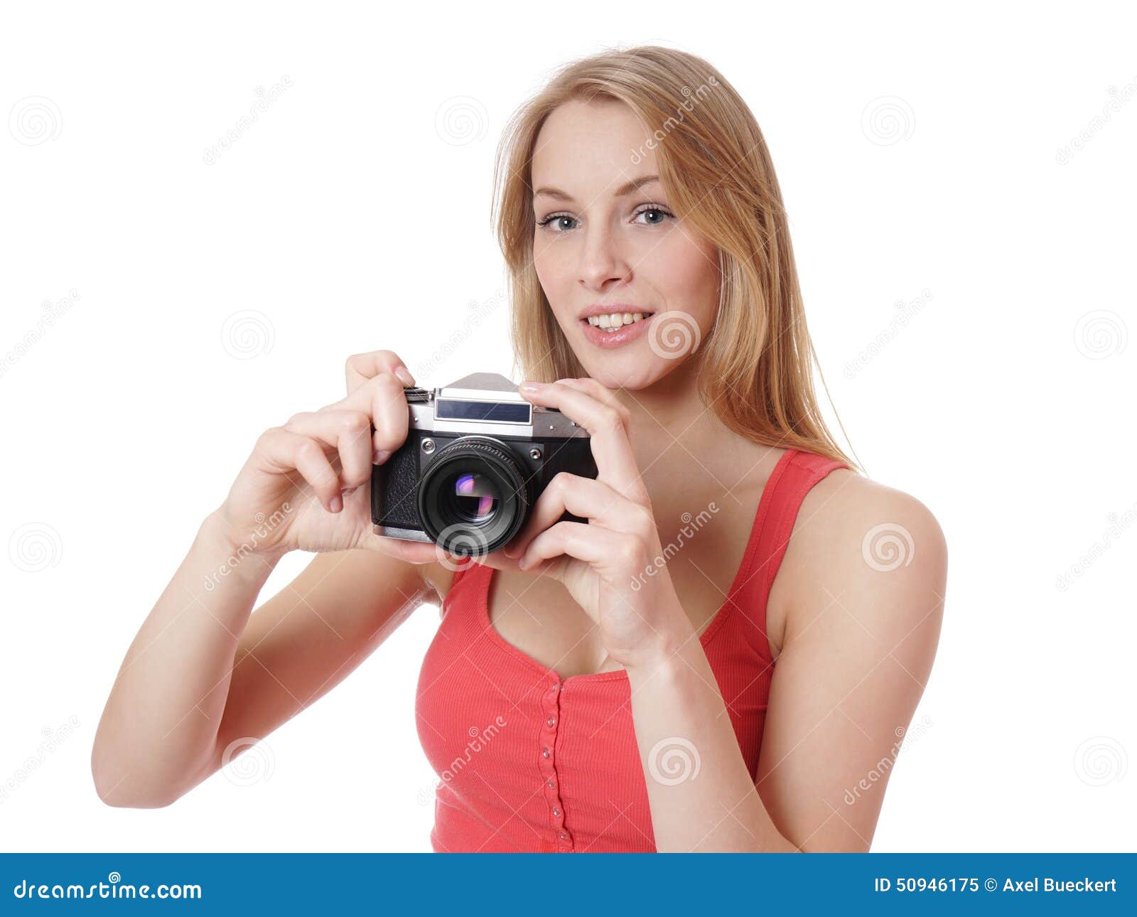 Young woman with camera stock image. Image of adult, lifestyle - 50946175