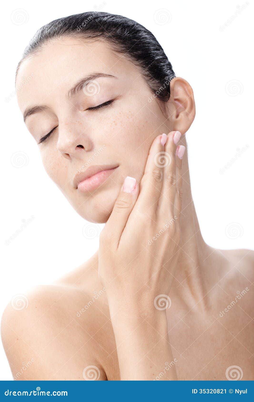 Woman Caressing Her Beloved Cat Holding Her In Her Hands. Symbol Stock ...