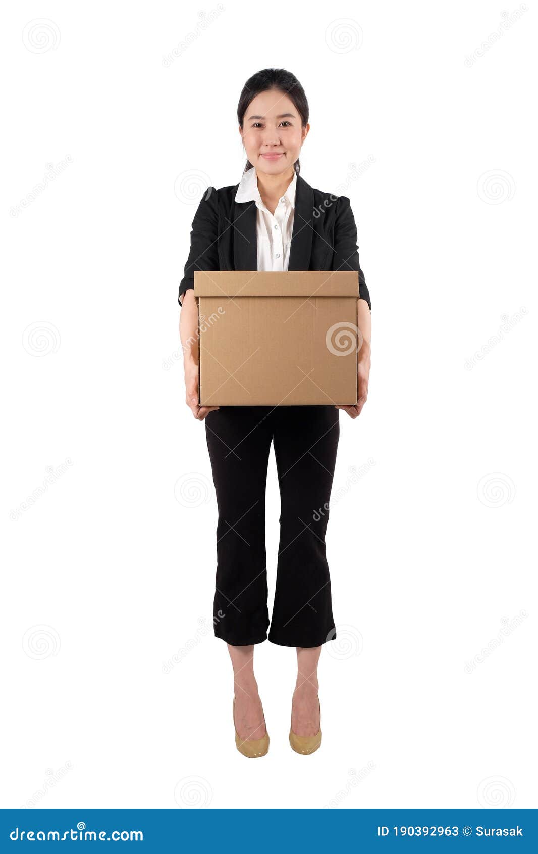 A Young Woman Carrying a Box Stock Image - Image of holding, girl ...