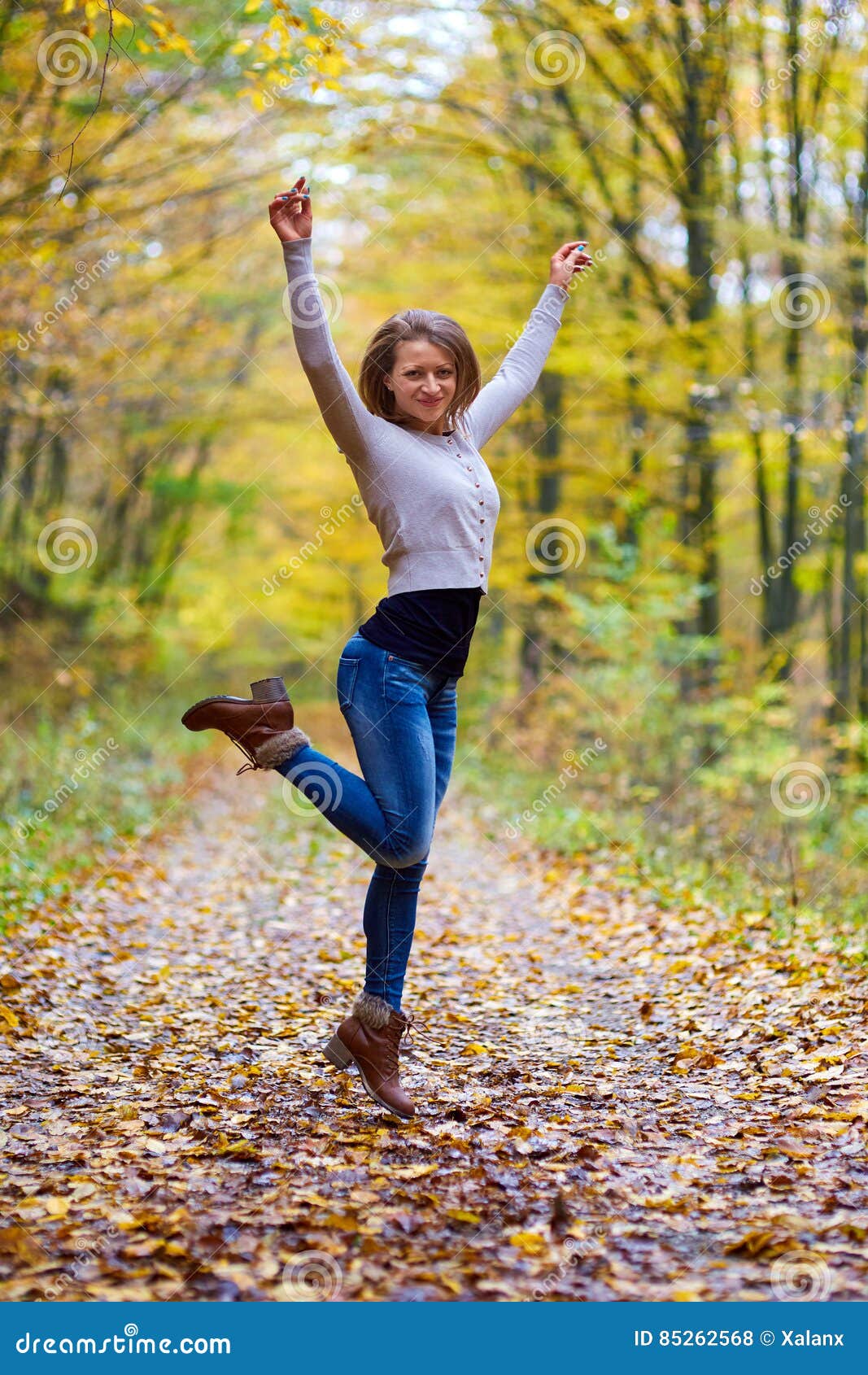 Young Woman Dancing in the Forest Stock Photo - Image of dancing, full ...