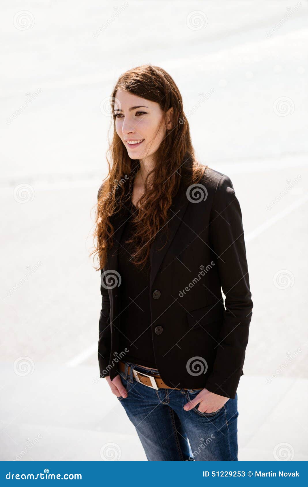 Young Woman Casual Fashion Outdoor Portrait Stock Image Image Of
