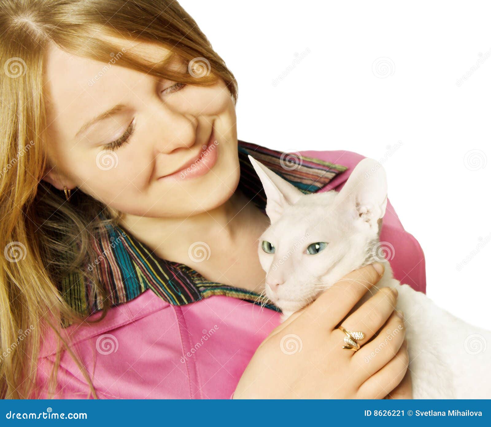 Young woman with a cat stock image. Image of affectionate - 8626221
