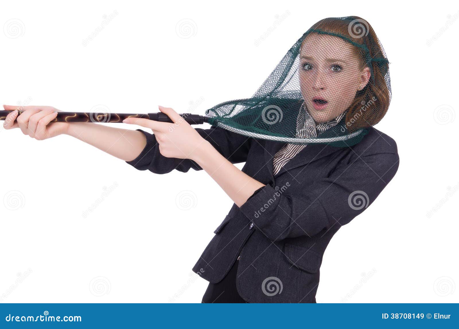 Young Woman with Catching Net Stock Image - Image of spring, outdoors ...